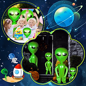 4 Pieces 63 Inch 35 Inch Inflate Alien Jumbo Alien Giant Inflatable Alien Blow up Alien Inflate Toy for Party Decorations, Birthday, Halloween, Alien Theme Party (Green)