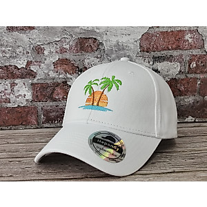 Hepandy Palm Trees Embroidered White Baseball Caps for Women Men Girls, Outdoor Adjustable Cotton Snapback Trucker Hats Embroidery Dad Hat Unisex