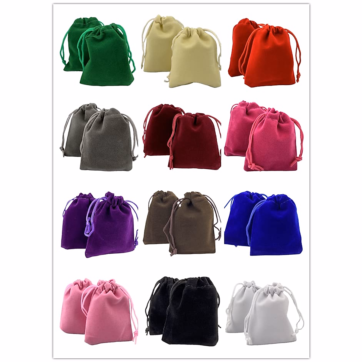 Palmhomee Pack of 48 Velvet Drawstring Bags Gift Bag Velvet Pouch For Jewelry Wedding and Party Favor (2.8x3.6 Inch, Mixed Colors)