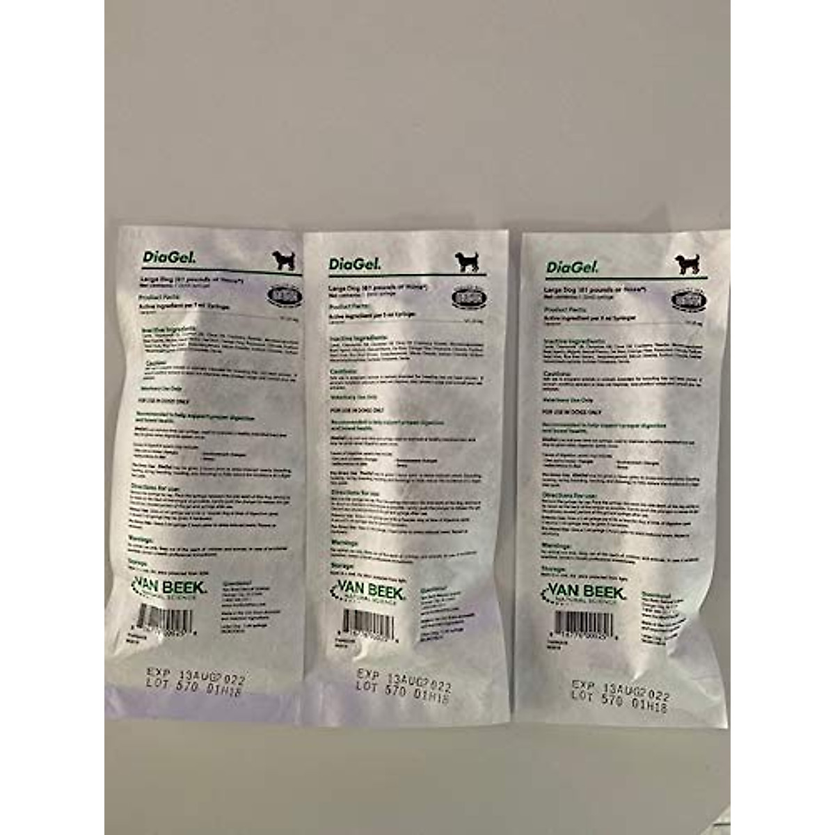 Van Beek Diagel Diarrhea Control Gel for Dogs (Large) 5 mL Syringe (3 Pack)