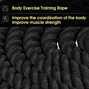 Max4out Battle Ropes 1.5 inch 30 ft - Polyester Workout Rope Heavy for Home Body Workouts Building Muscle, Gray Black