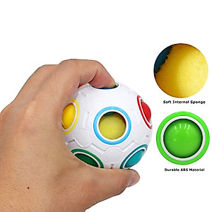 Moruska Rainbow Puzzle Ball Cube Magic Rainbow Ball Puzzle Color Shift Puzzle Ball Fidget Toy Stress Reliever Brain Teaser for Kids and Adults Set of 2