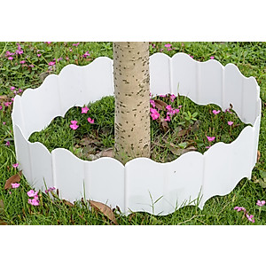 Tsnamay 20Pcs Garden Landscape Edging Borders,Flexible Lawn Edging Flower Bed Border for Arc, Oval, Circle, Heart 6.3"x5.51" White