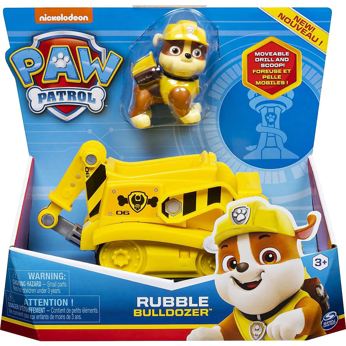 Paw Patrol, Rubble’s Bulldozer Vehicle with Collectible Figure, for Kids Aged 3 and Up