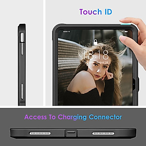 DTTO Case for iPad 10th Generation 10.9 Inch 2022 Release, iPad Case with Kickstand and Built-in Screen Protector, Durable Shockproof Full Body Protective Cover for Apple iPad 10.9 Inch - Black