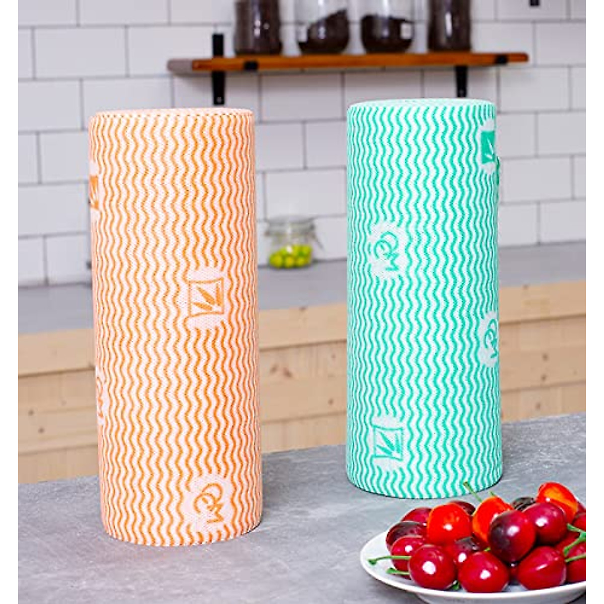 KitchLife Reusable Bamboo Paper Towels with Oil-Water Separation Technology, 1 Roll = 10 Months Supply - Washable and Recycled Paper Rolls, Eco Friendly Gift, Roral Orange