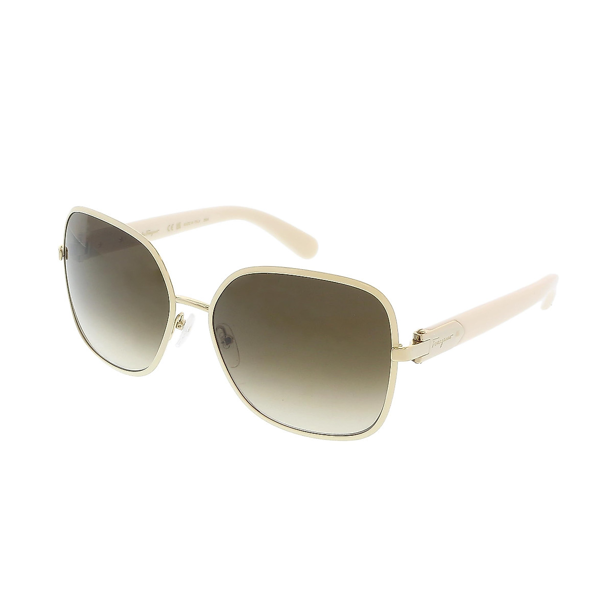 FERRAGAMO Women's Buckle Sunglasses, Ivory/Brown, 59