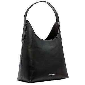 Calvin Klein Zina Triple Compartment Hobo, Black/Silver