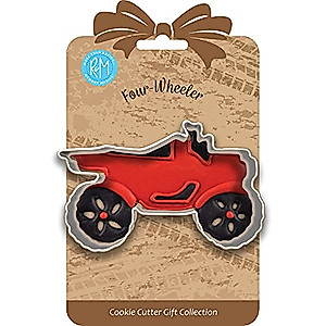 R & M International 8003 Four Wheeler ATV Shaped Tinplated Steel Cookie Cutter, 3.75", Gift Tag Carded