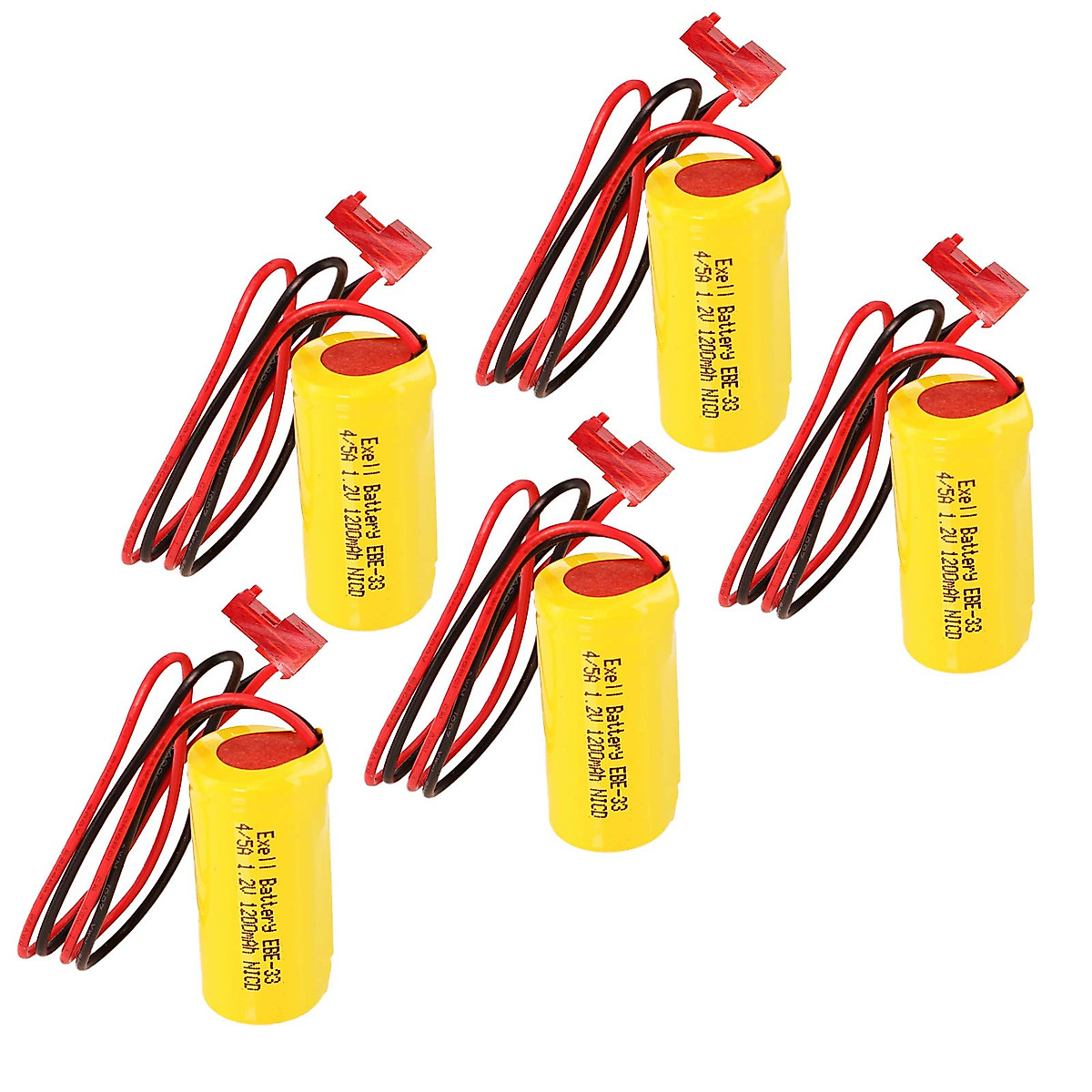 (5-Pack) 1.2V 1200mAh Emergency/Exit Lighting Battery Fits and Replaces ANIC1169 Lithonia ELB1210N Lithonia ELB1P201N ELB1P201N2 Lithonia ELB1P2901N Lithonia LQMSW3R12277ELW Saft 16440