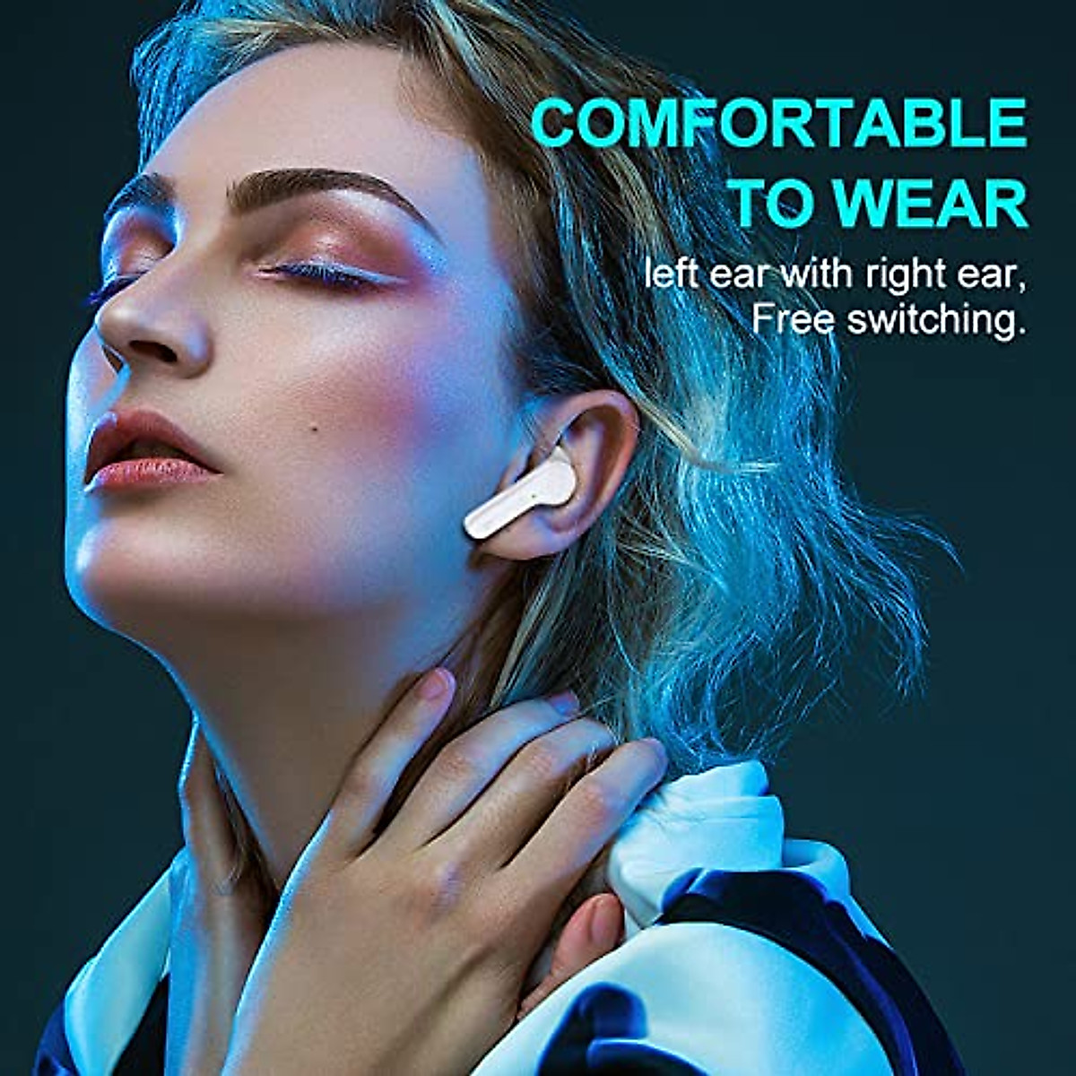 Acnob Ear Buds Wireless Bluetooth Earbuds 5.0 IPX6 Waterproof 32 Hours Playtime Headphones with Wireless Charging Case & Built in Mic TWS HiFi Bass Stereo Earphones for iPhone & Android,White