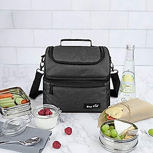 Hap Tim Lunch Box Insulated Lunch Bag Medium Size Cooler Tote Bag for Adult,Men,Women, Double Deck Cooler for Office/Picnic/Travel/Camping(16040-DG)