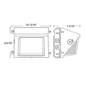 RAB W22-S-30 30W LED Wall Pack Light, 120-277V, Dusk to Dawn with Photocell, 4508LM, Power & Color Temperature Adjustable (3/4/5K), Light Throw (0-45 Deg), 0-10V Dim, Glass Lens, DLC Premium, Bronze