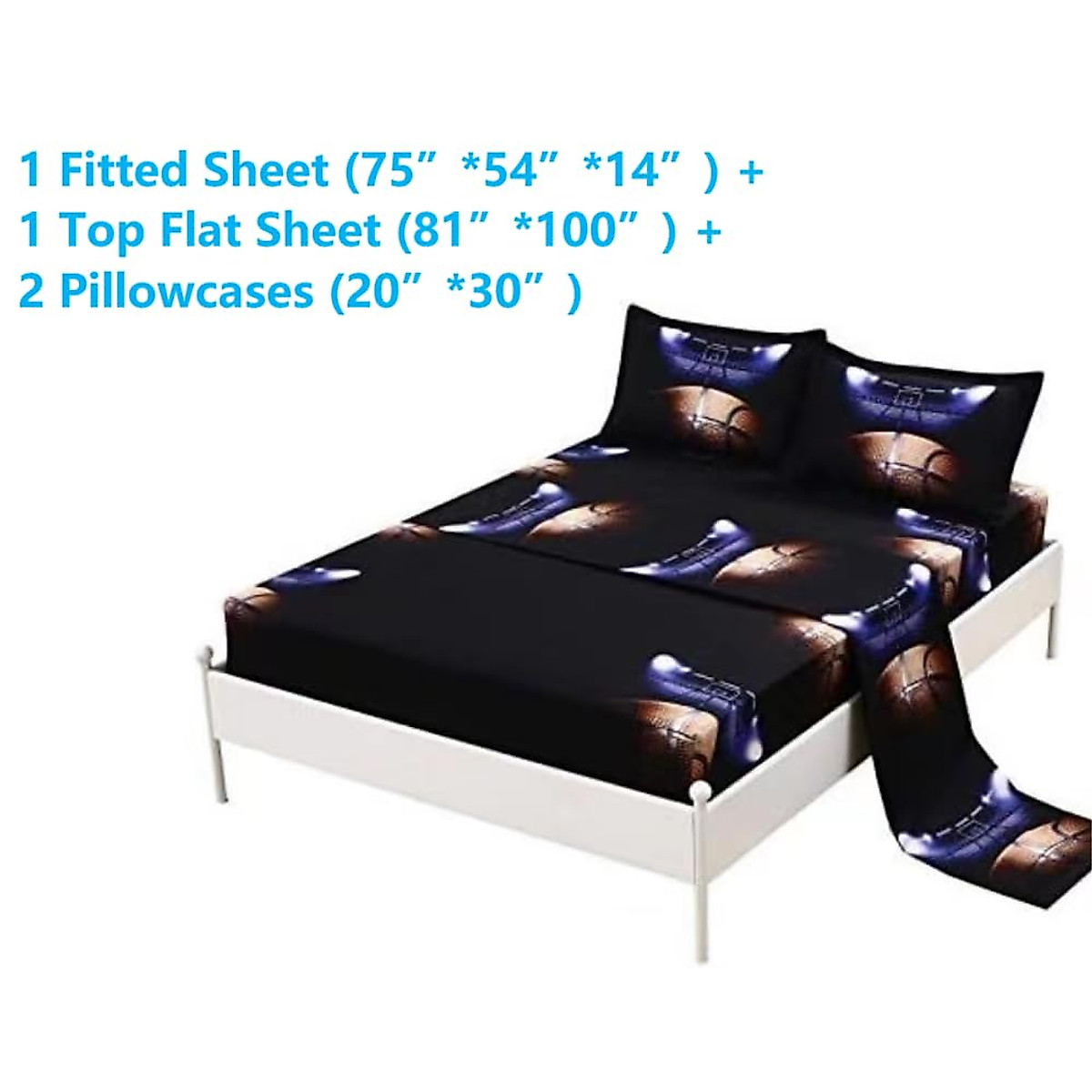 SDIII 4PCS Basketball Bed Sheet Set Full, Bed in a Bag Basketball Sheet Set, Super Soft Microfiber, Wrinkle and Fade Resistant, for Boys, Men and Basketball Lovers, Full