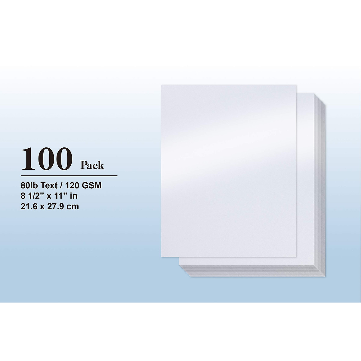 White Shimmer Paper - 100-Pack Metallic Paper, 120 GSM, Paper Crafting Supplies, Perfect for Flower Making, Ticket, Invitation, Stationery, Scrapbook Use, Printer Friendly, 8.5 x 11 Inches