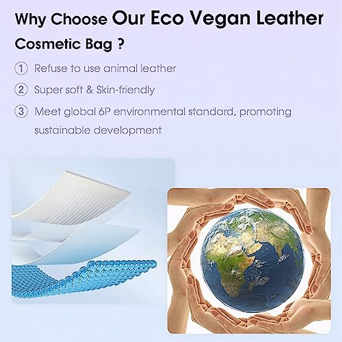 Wandering Nature Large Makeup Bag Travel Cosmetic Organizer Toiletry Bags for Women with Handle and Slip-in Pockets Vegan Leather