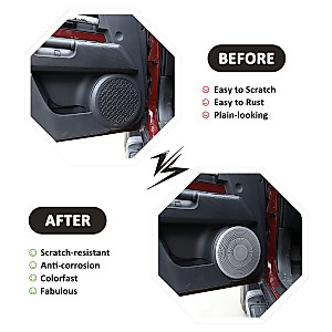 LLKUANG Car Front Door Speaker Horn Net Kit for Toyota FJ Cruiser 2007-2021 Stainless Steel Trunk Woofer/Speaker Cover Trim Accessorise (Front door speaker)