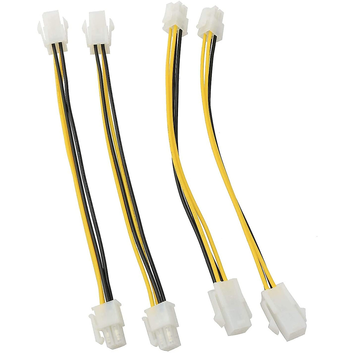 Longdex ATX Plug CPU Power Adapter Cable 4PCS 8Inch 4-Pin ATX Male to 4-Pin ATX Female 12V Motherboard Power Extension Cable