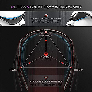 ATTCL Polarized Wrap Sunglasses For Men Cycling Driving Fishing - Sports Glasses Ultralight 5001 Clear+Blue