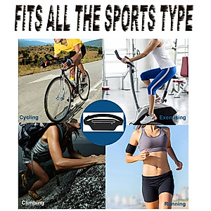 MOVOYEE Fanny Packs for Women, Waterproof Fanny Pack for Men, Adjustable Running Belt Waist Pack Slim Expandable Pocket Belt Black, iPhone Running Holder Cell Phone Elastic Waist Pouch Bag for Galaxy