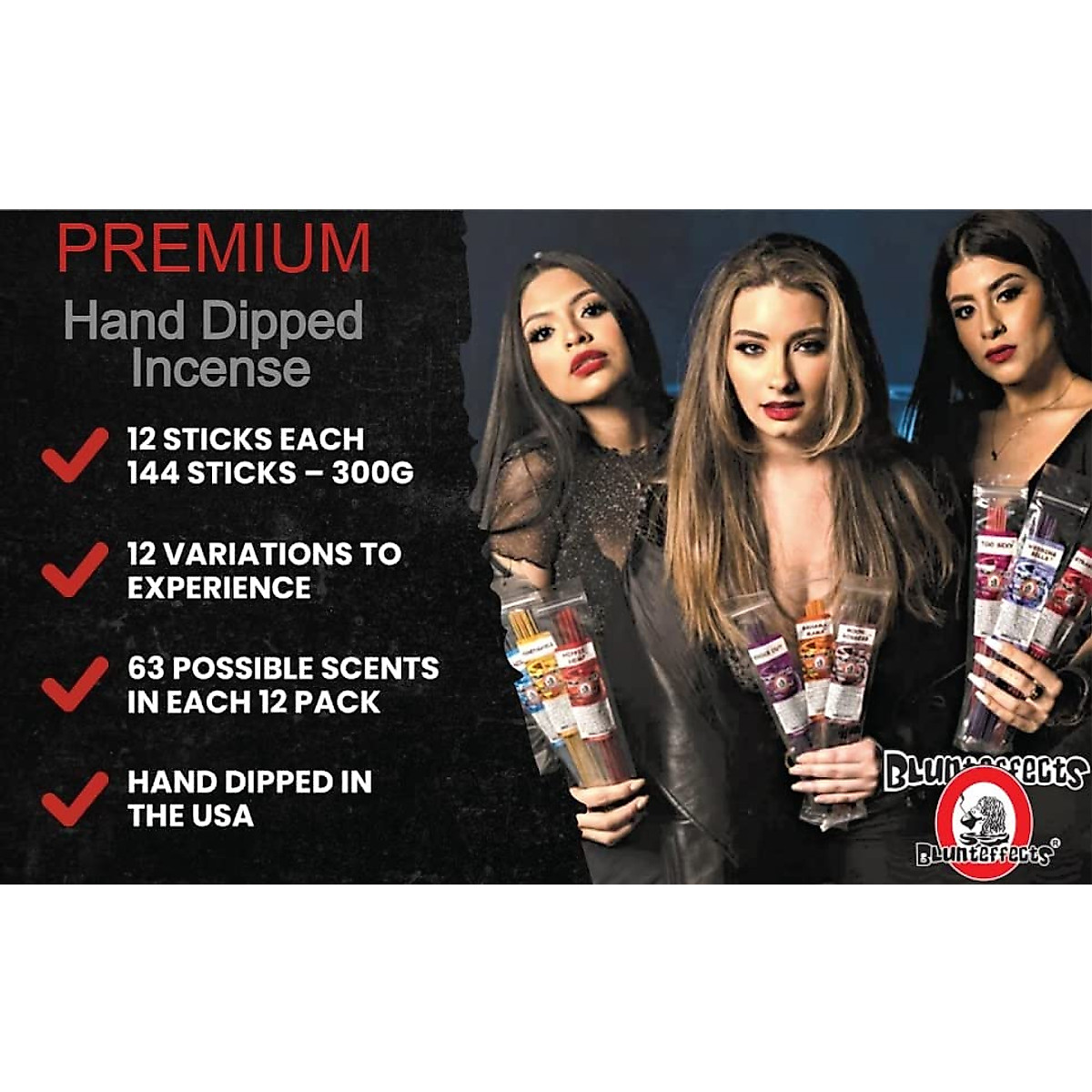 Blunteffects Incense - 12 Scents Variety Pack 12 Sticks Each - 11" 144 Total Sticks - 300grams