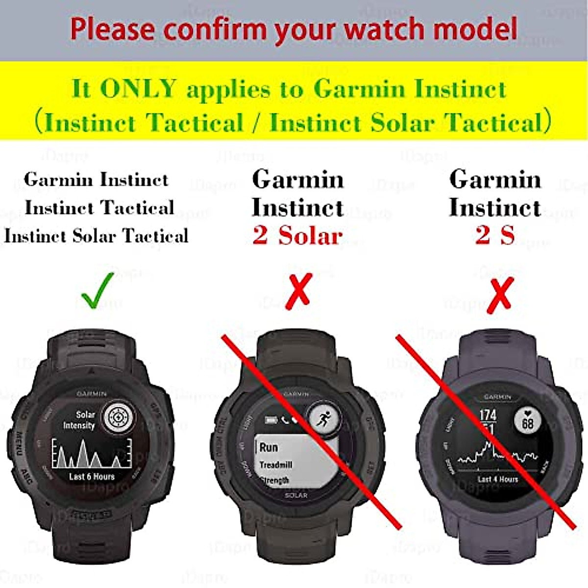 iDaPro [4 Pack] Screen Protector for Garmin Instinct Solar Tactical/Instinct Tactical/Instinct Watch + Silicone Anti-dust Plugs Tempered Glass Anti-Scratch Bubble-Free