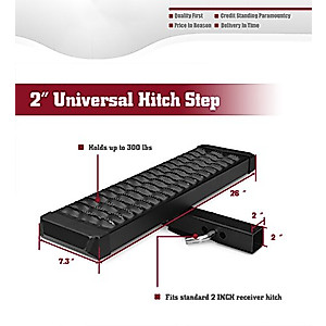 TAC STHT-U01 Aluminum Hitch Step Universal Fit 2" Rear Hitch Receivers with No Drop