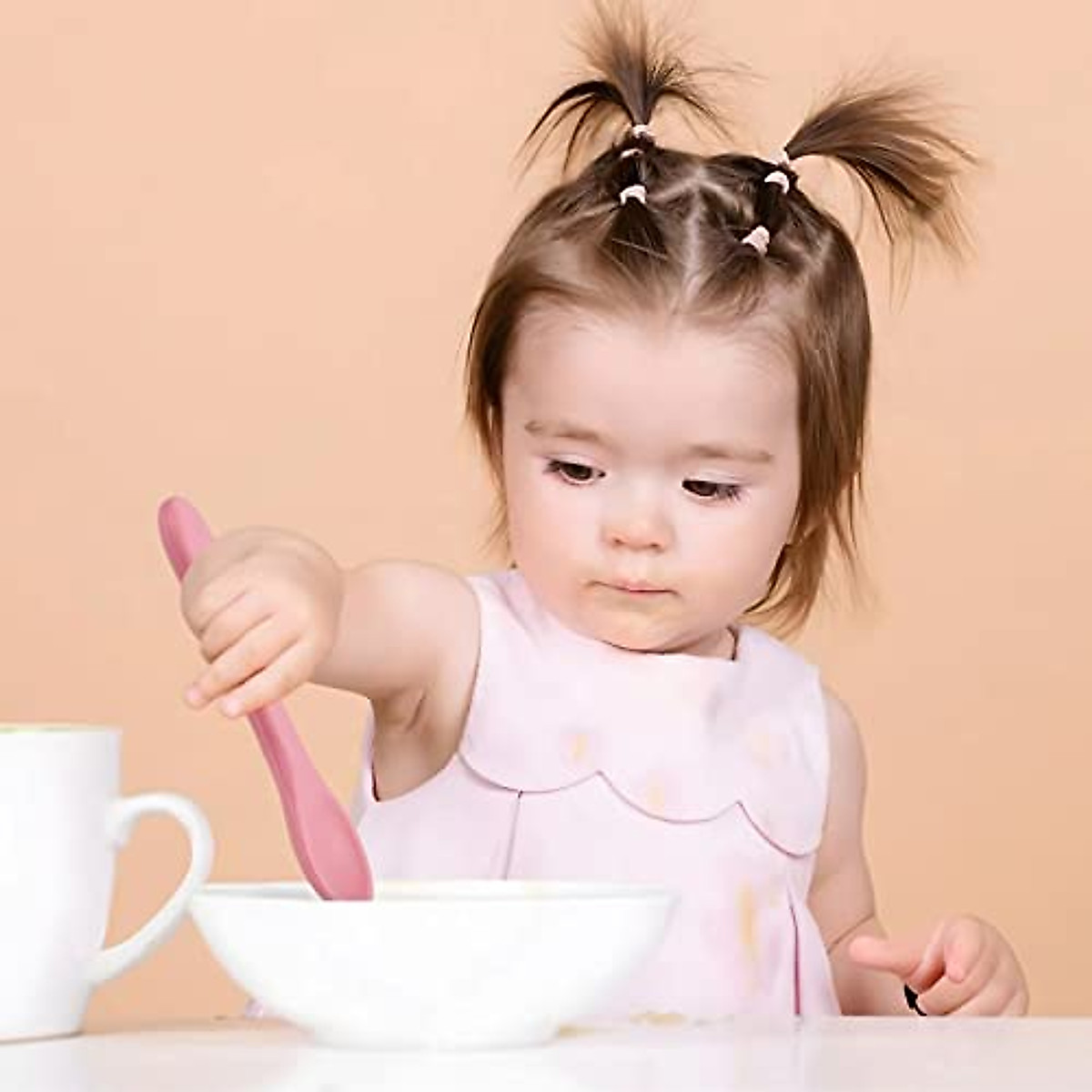 PandaEar 6 Pack Silicone Baby Spoon | First Stage Infant Soft Spoons for Kids Toddlers Children | BPA Free Baby Self Feeding Utensils Training Spoons Great Gift Set for Baby Led Weaning Ages 3 Months