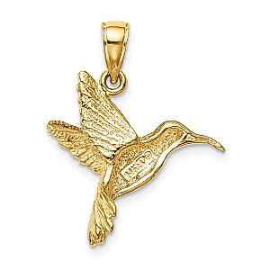 IceCarats 14K Yellow Gold Hummingbird Necklace Bird Pendant Charm Only