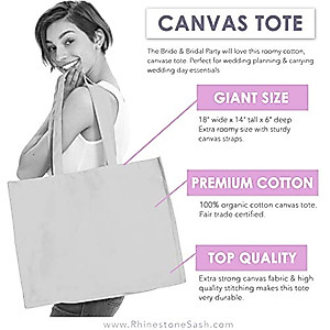 Bride Tote Bag, Bride Kit- Giant 18" x 14" Cotton Canvas White Totes with Diamond Motif Rhinestones, Engagement or Bridal Shower Gift & Accessories Bride Tote - White Tote(DiaBride RS) WHT