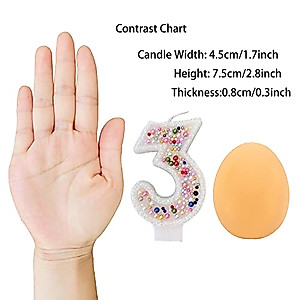 Birthday Candles, Pearl Sequin Number Candle Party Supplies (Number-3)