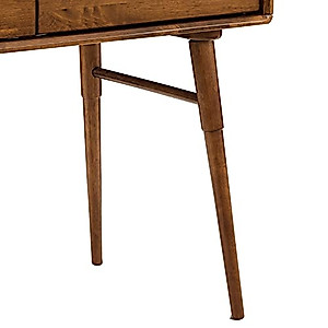 LuuLake Mid Century Modern Desk Writing Desk with Drawers Solid Wood Desk for Home Office Small Study Table Walnut 48x18