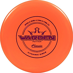 Dynamic Discs Classic Warden Disc Golf Putter | 170g Plus | Throwing Frisbee Golf Putter | Smooth Release and Neutral Flight | Straight Flying Disc Golf Putter | Stamp Color Will Vary (Orange)