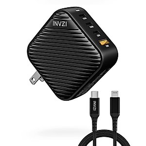 [Bundle] INVZI 100w GaN USB-C Charger 4-Port and USB-C to Lightning Cable for MacBook Pro Air, iPad Pro Air, iPhone 13 12 11 Pro Max