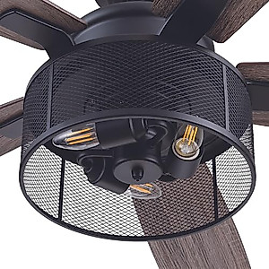Honeywell Ceiling Fans Carnegie, 52 Inch Industrial Style Indoor LED Ceiling Fan with Light, Remote Control, Dual Mounting Options, 5 Dual Finish Blades, Reversible Airflow - 50614-01 (Matte Black)