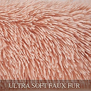 Lucky Monet Dog Beds for Small Dogs 21.7" x 17.7", Fluffy Calming Dog Cat Bed Washable Dog Beds with Sides Soft Dog Crate Bed for Sleeping (S, Pink)