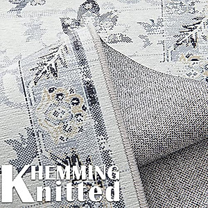 jinchan Area Rug 5x7 Washable Rug Kitchen Light Grey Floral Print Rug Farmhouse Indoor Accent Rug Boho Floor Cover Foldable Thin Rug Non Slip Soft Bath Mat for Bedroom Living Room Dining Room