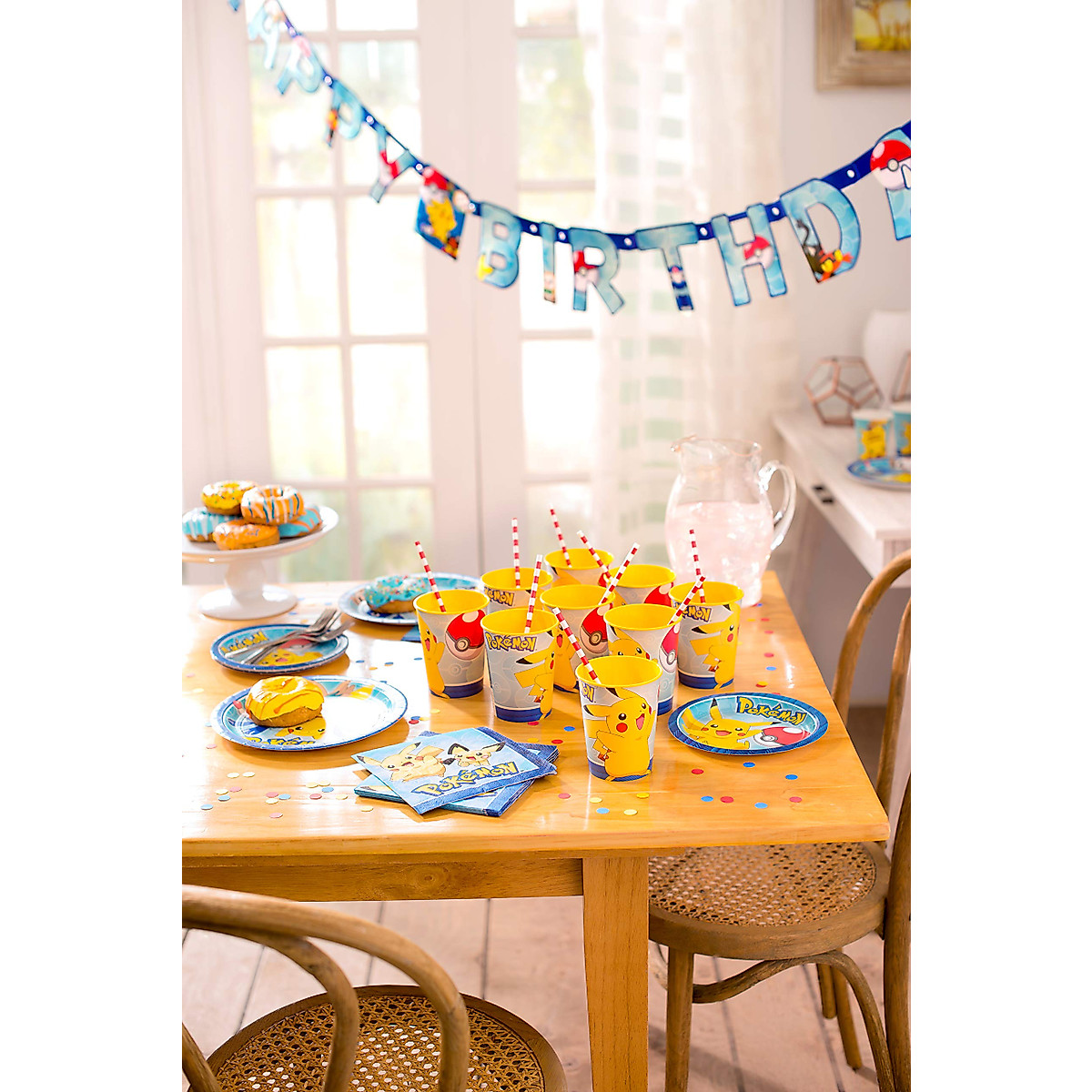 Vibrant Multicolor Pokemon Round Plates - 7" (Pack of 8) - Fun, Durable Design - Perfect for Kids' Parties and Celebrations