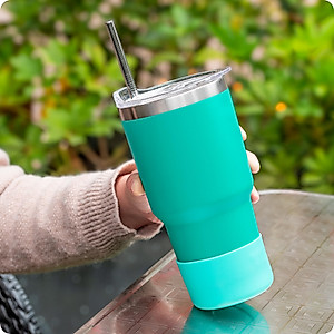 Prurex 2 PCS Silicone Protective Boot Compatible with Stanley Quencher H2.0 20 &30 oz,Bottom Sleeve Cover Fits All 2.75-2.85" Bottom Bottle & Tumblers, Anti-Slip, BPA-Free (Rose Red)