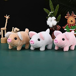 YESBAY Simulation Walking Piggy Electronic Pet Plush Toy Interactive Crawling Pig Plushies Twitch Nose Tail Wagging Stuffed Animal Doll Birthday Gift for Kids Pink