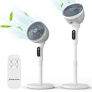 Primevolve 10.6 inch Oscillating Fan for Bedroom, Air Circulator Fan with 6 Speeds Powerful Airflow, Height Adjustable for Cooling Room, Office, Kitchen, White