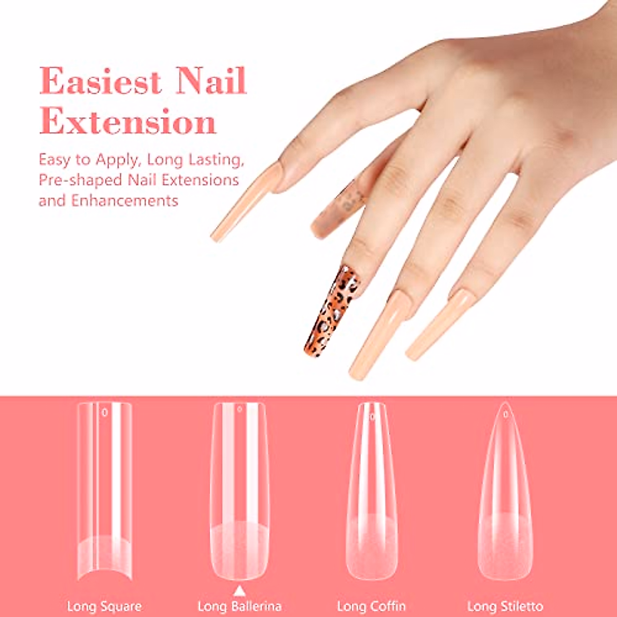 Wilfniee Soft Gel x Square Nail Tips, 240PCS Clear Ballerina Nail Tips for Acrylic Nail Tips Professional, Pre Shaped Full Cover Press on Nail Tips for Nail Polish Dip Powder, Nail Salons Home DIY