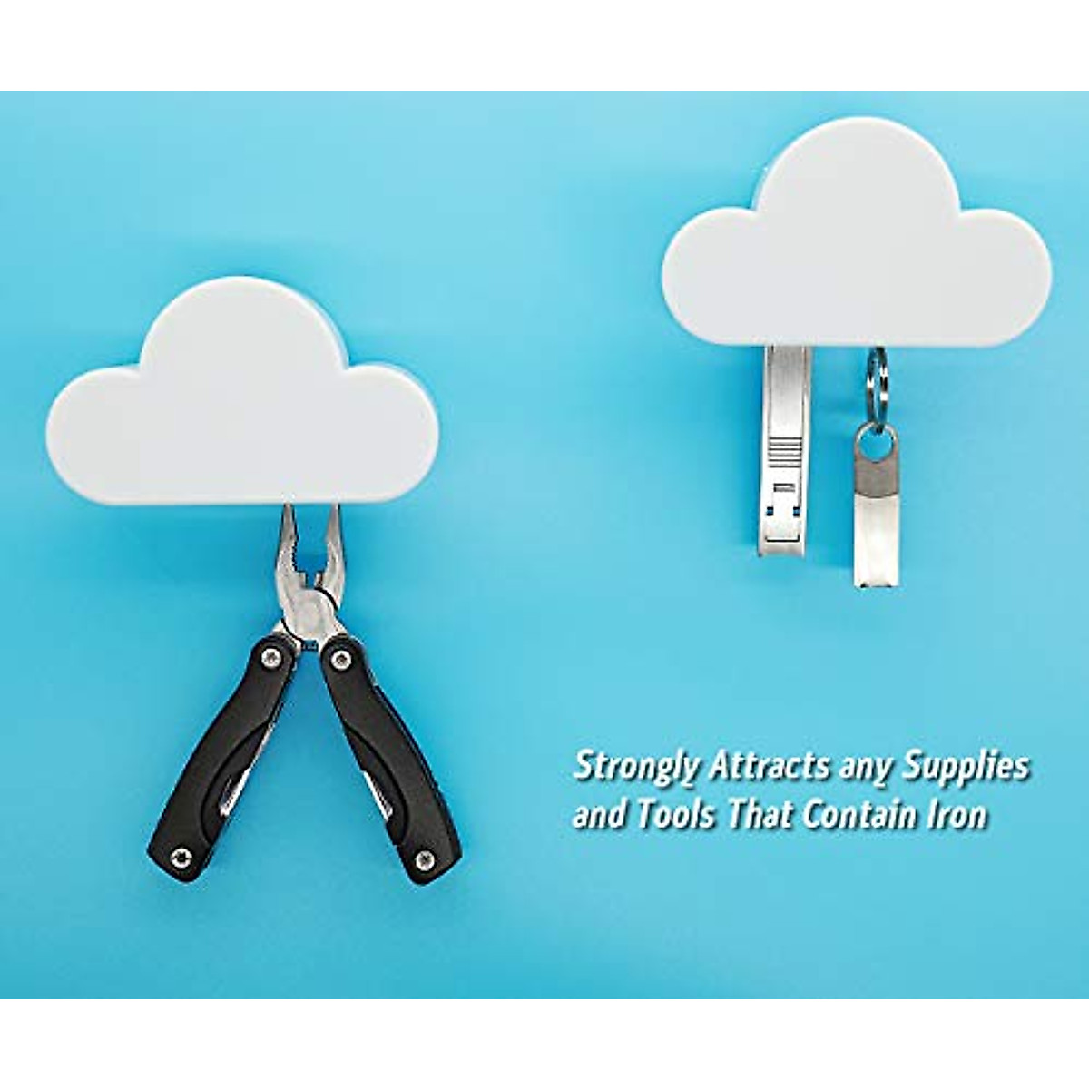 White Cloud Magnetic Key Holder for Wall, Creative and Unique Ornament, Strong Magnetic Force Can Hang Multiple Keys and Keychain, Easy to Install and Convenient to Use. (White)