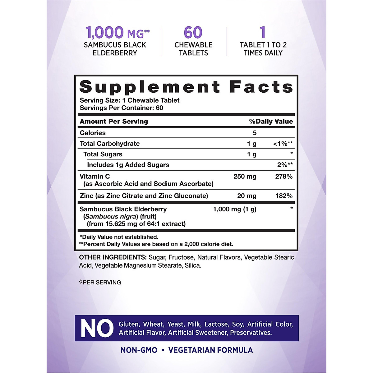 Black Elderberry Immune Complex | 60 Chewable Tablets | Plus Vitamin C & Zinc | Natural Mixed Berry Flavor | Vegetarian, Non-GMO, and Gluten Free Formula | By Nature's Truth