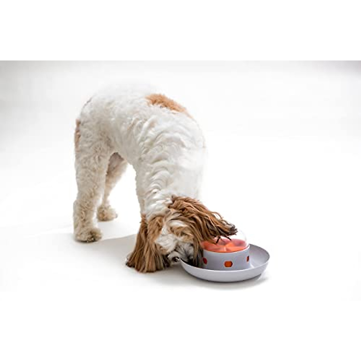 The UFO Interactive Push Button Food Treat Dispenser Bowl for Dogs & Cats for Fun Slow Feeding