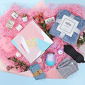 Get Well Soon Gifts for Women,Care Package for Women,Feel Better Gifts Basket for Sick Friends,After Surgery Recovery Thinking of you Self Care Sympathy Gift for Women with Blanket & Socks,Tumbler