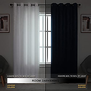 Regal Home Collections Blackout Room Darkening Curtains 2-Panel Set - Noise Reducing, Energy Saving Room Darkening Window Curtains & Drapes for Bedroom, Living Room (52in W x 63in L - 2 Panels, White)