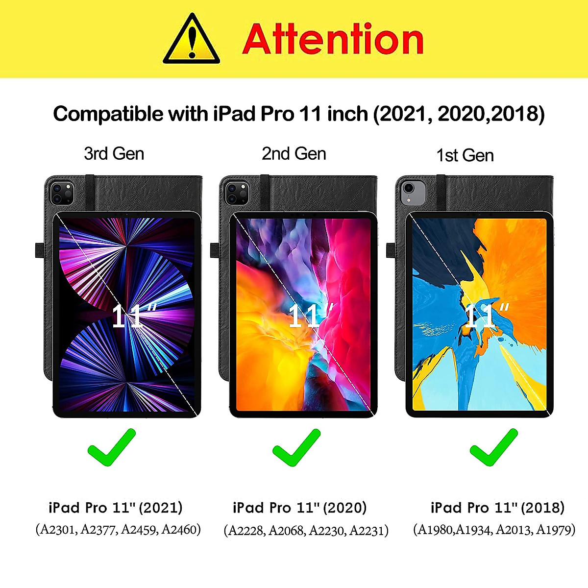 iPad Pro 11 Case with Pencil Holder, Support Pencil 2nd Wireless Charging, Magnetic PU Leather Protective Cover Compatible with iPad Pro 11-inch 3rd/2nd Generation 2021/2020 Released Apple Tablet