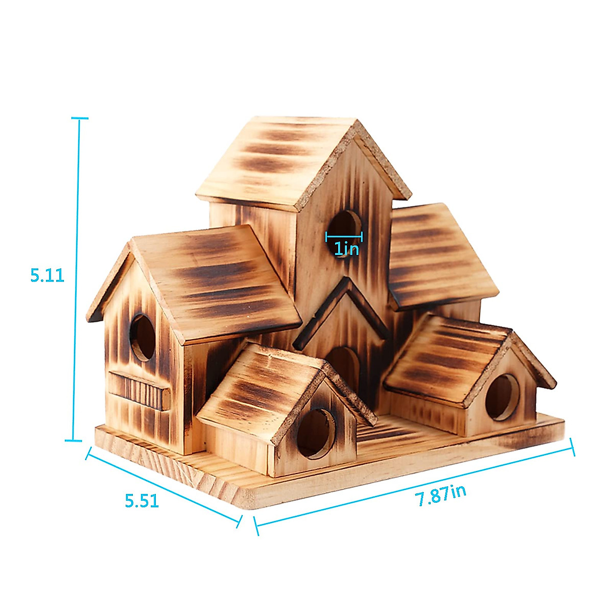 Bird Houses for Outside,Wooden Bird House,Hanging Bird House,6 Hole Natural Handmade Natural Bird House,Beautiful Birdhouses for Backyard/Courtyard/Patio Decor