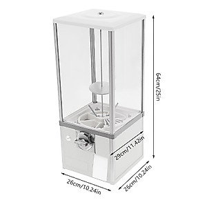 Silencear Vending Machine, 10.24”x10.24”x25.2” Commercial Gumball Vending Machine Gumball Bank Easy Installation Toy Vending Machine for Retail Stores, Amusement Parks, 25 Cents Only (White)
